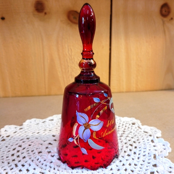 Fenton | Art | 991 Hand Painted Signed Fenton Red Glass Bell | Poshmark